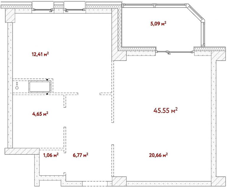 46m2-es lakás bővítése beépített erkéllyel, jobb elosztás és modern ...