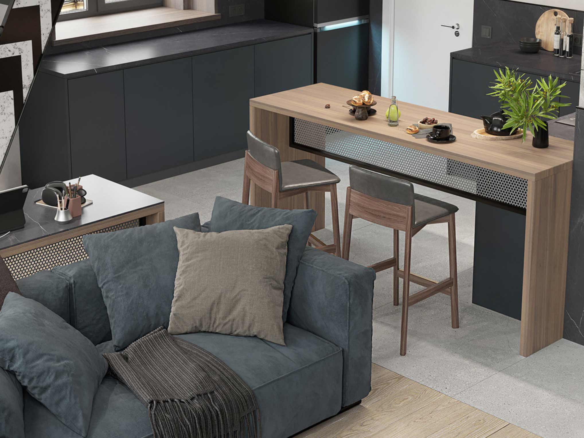 Modern loft hangulatot kért a férfi a magas, 30m2-es lakásban, remek ...