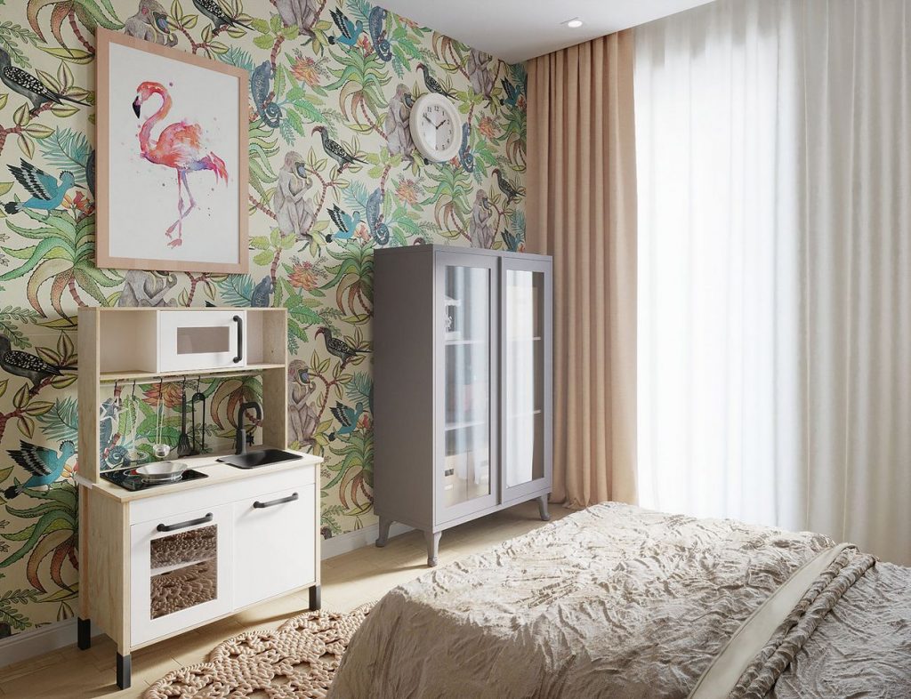 Virágmintás tapéták és semleges falszínek összhangja anya és lánya 60m2 ...