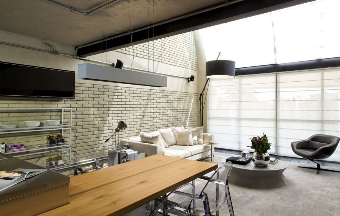 Loft lakás férfias, indusztriális stílusban - két szint, 100nm ...