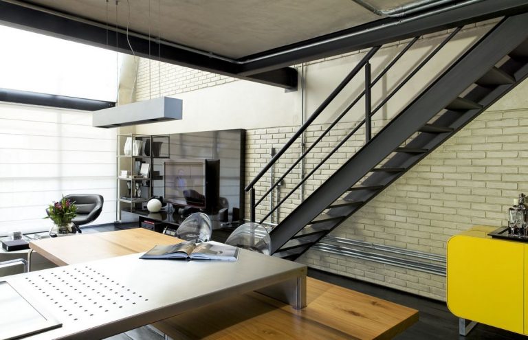 Loft lakás férfias, indusztriális stílusban - két szint, 100nm ...