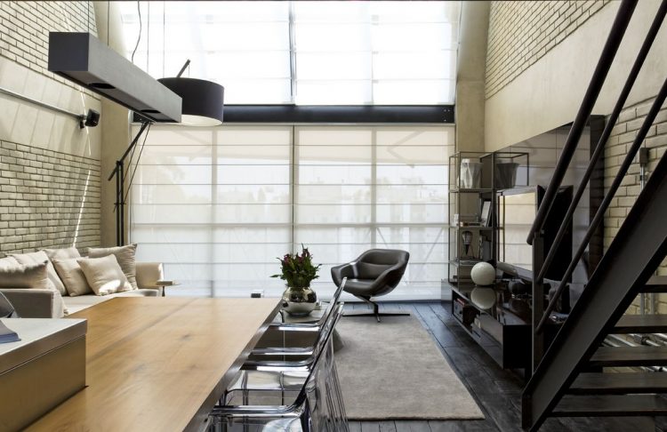 Loft lakás férfias, indusztriális stílusban - két szint, 100nm ...